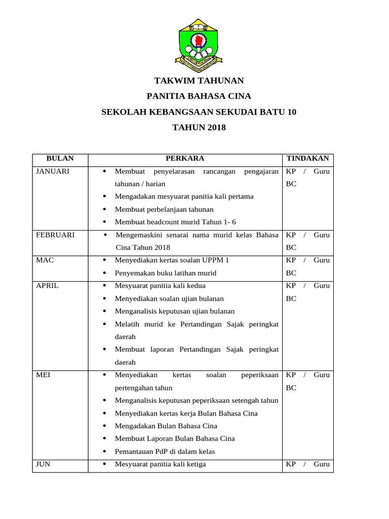 Takwim Tahunan | PDF