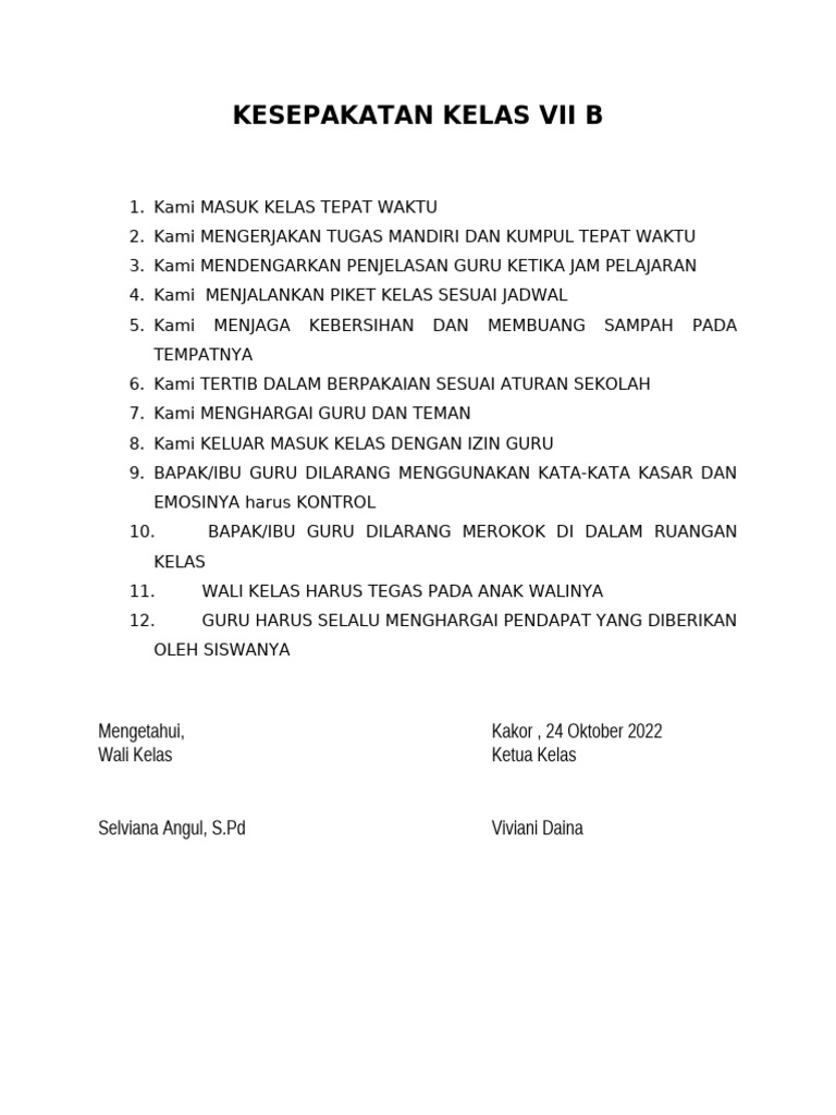 Kesepakatan Kelas Vii B Pdf