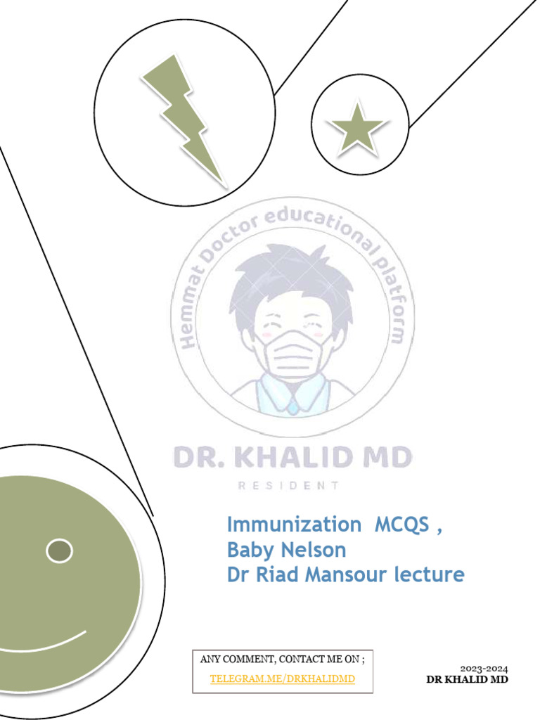 7 - BABY NELSON MCQS Immunization DR Khalid MD | PDF