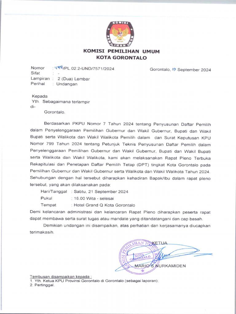 Undangan Pleno PPK | PDF