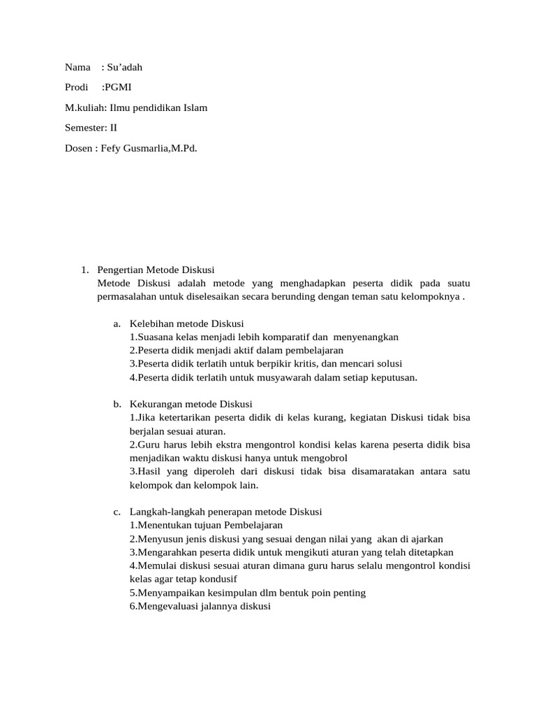 Ilmu Pendidikan Islam Tugas Su'Adah | PDF