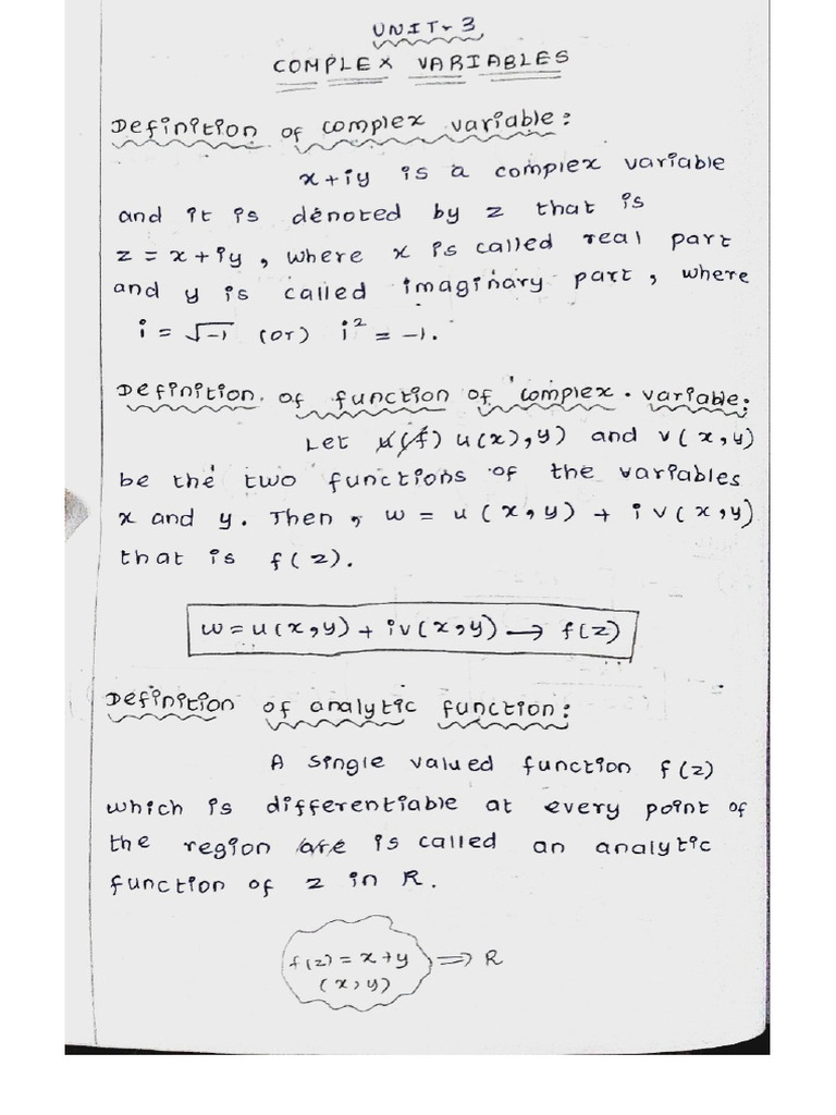 Unit-3 Complex Variables Notes | PDF
