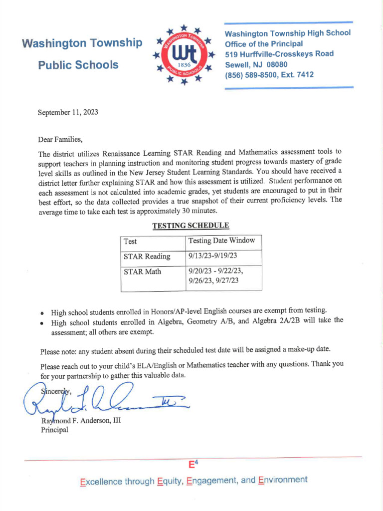 Start Testing Parent Letter | PDF