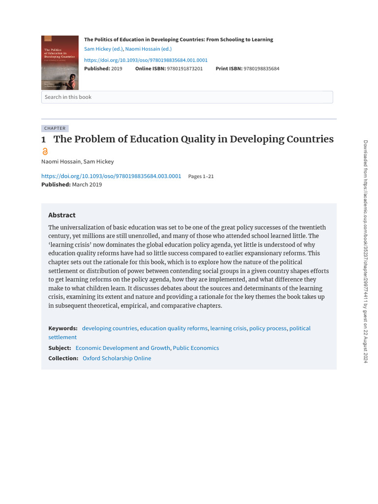 Problem of Quality Education in Developing Countries | PDF