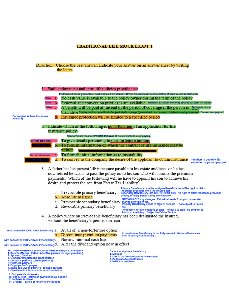 PRU Mock IC Exam | PDF