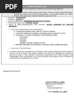 Experience Work Sheet Sample | PDF | Classroom | Teachers