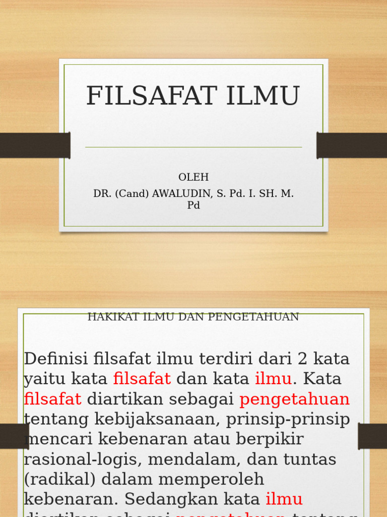 Filsafat Ilmu 1 | PDF