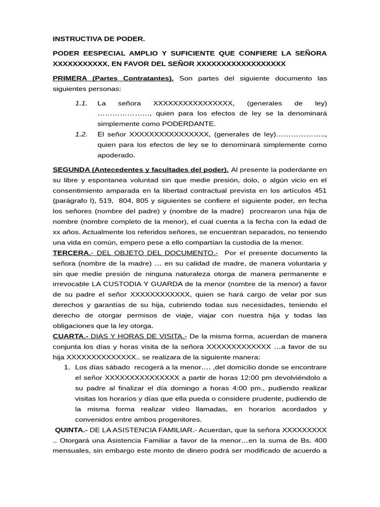 Instructiva de Poder. | PDF