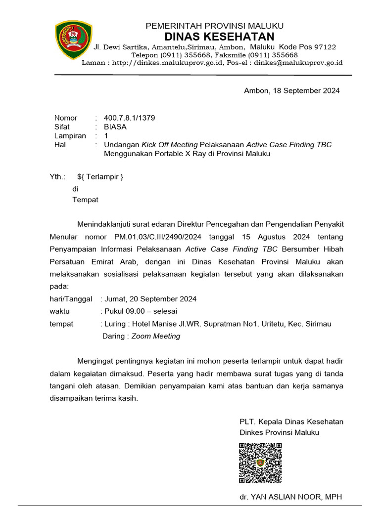 Undangan Kick Off Meeting ACF TBC Maluku | PDF | Self-Improvement