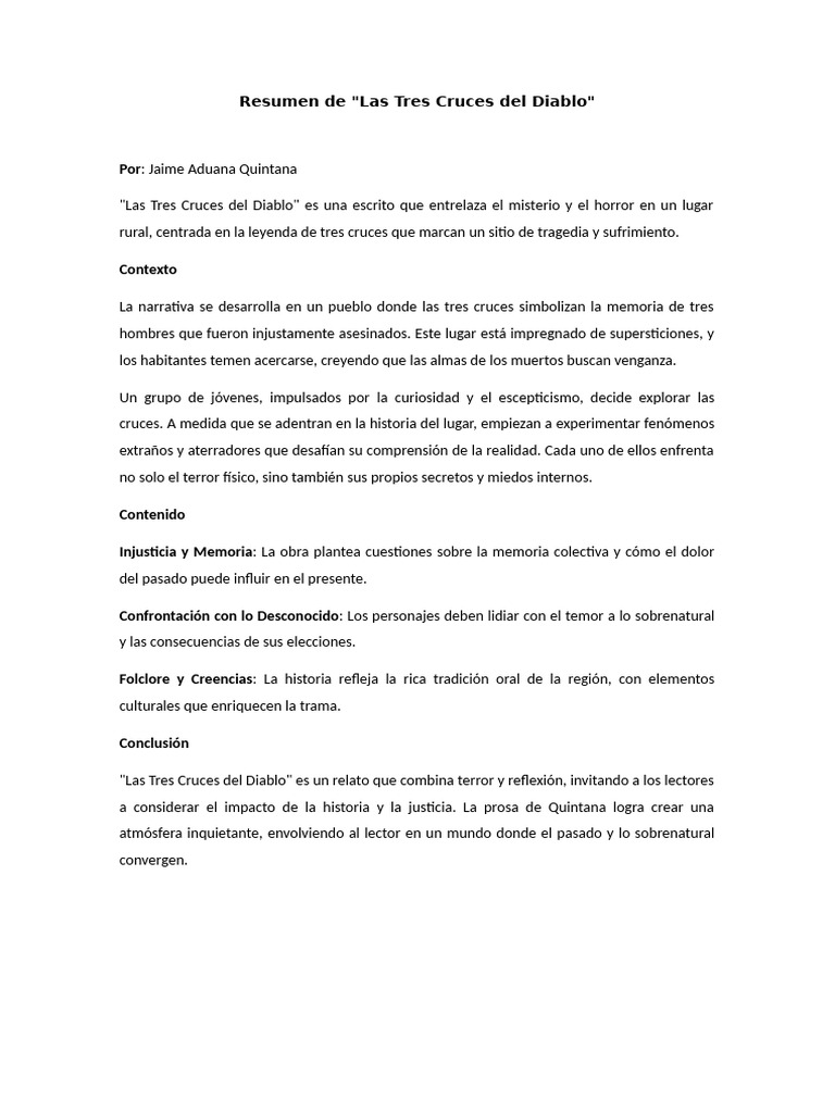 Resumen de Las Tres Cruces Del Diablo | PDF