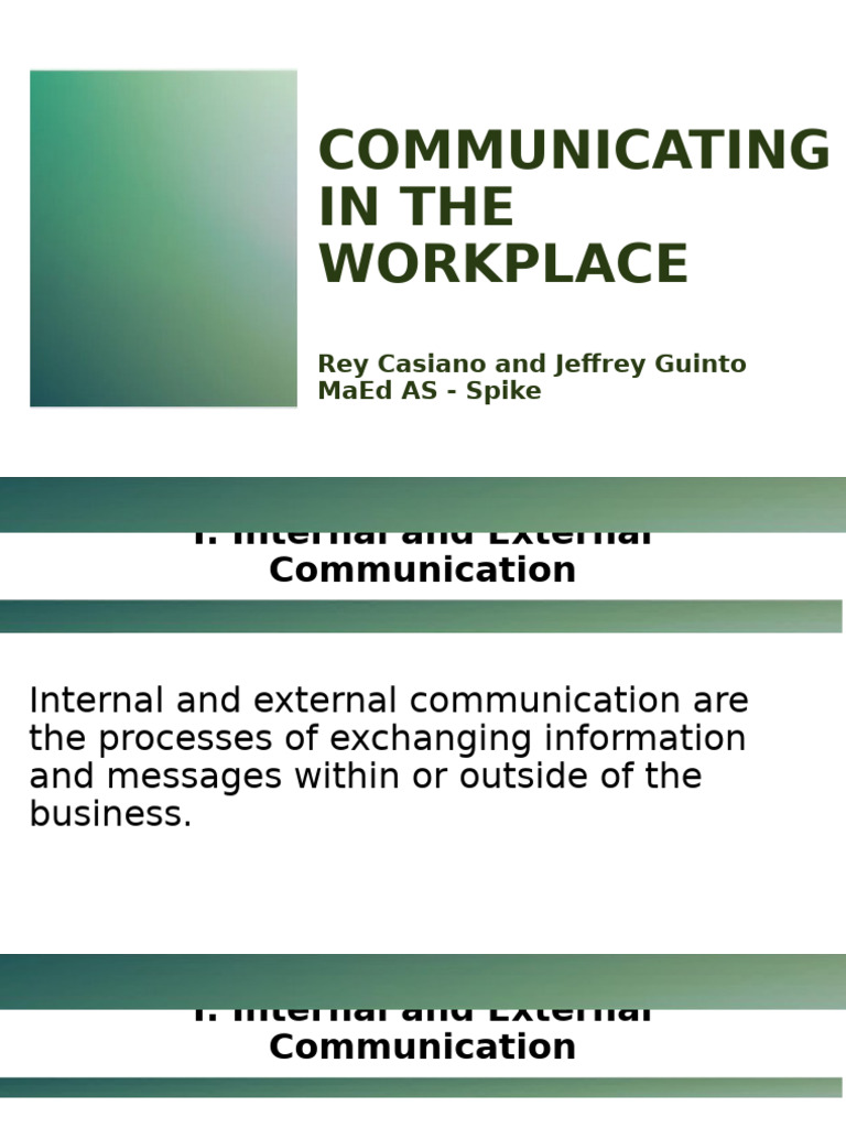 Lesson 1. COMMUNICATING-IN-THE-WORKPLACE | PDF
