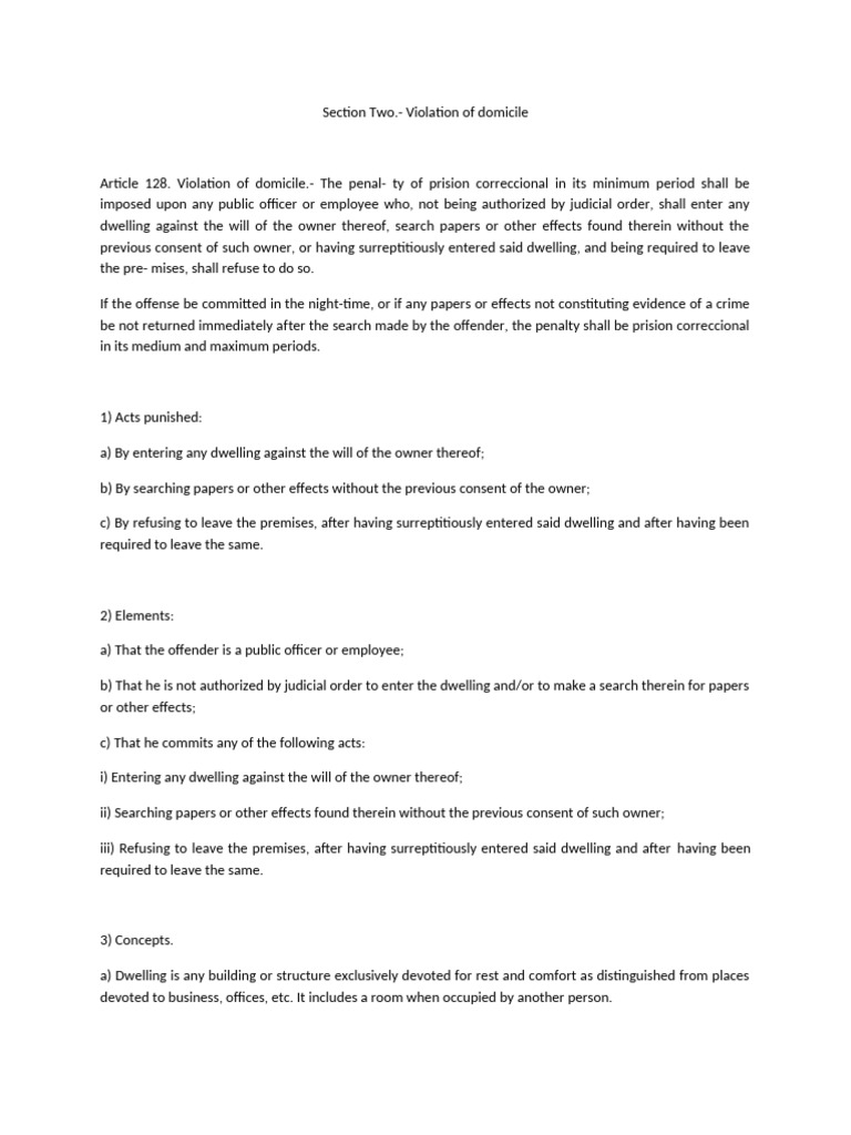 Violation of Domecile | PDF