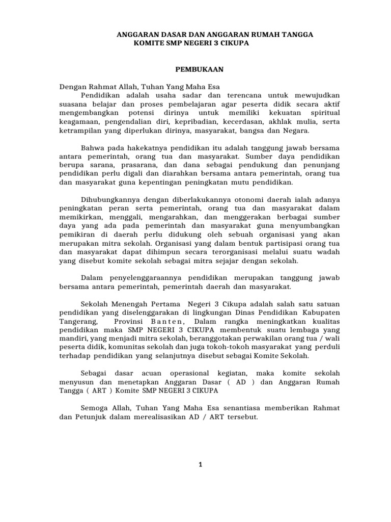 Contoh Adart Komsek | PDF