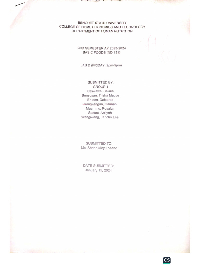 Foods Lab Papers | PDF