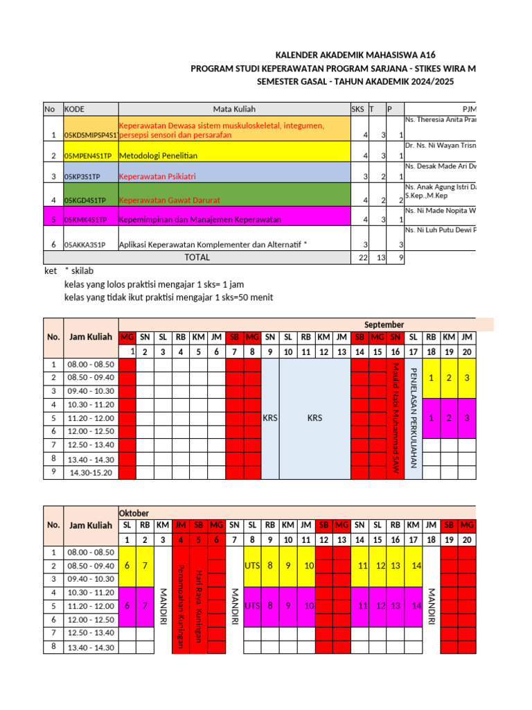 EDIT - Kalender Akademik A16 Semester V Ganjil 2024-2025 | PDF