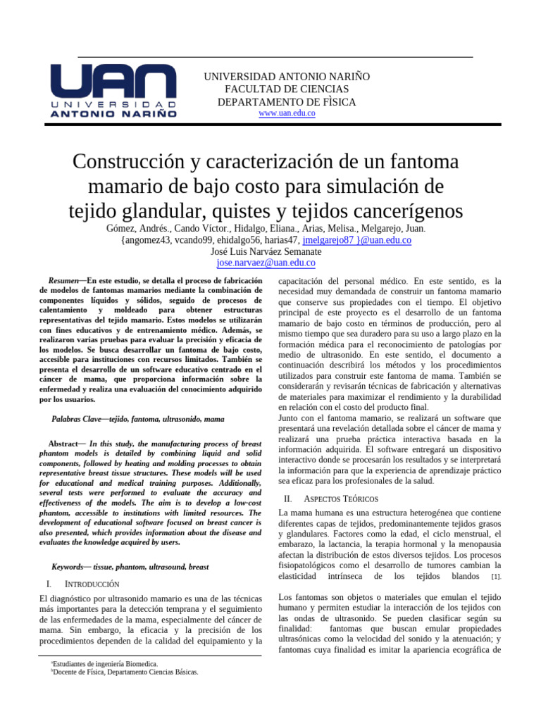 Construcción y Caracterización de Un Fantoma Mamario | PDF