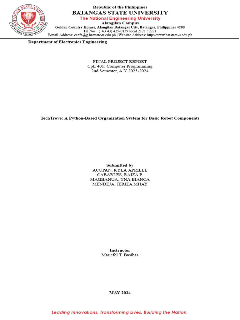 CpE 401 Documentation | PDF