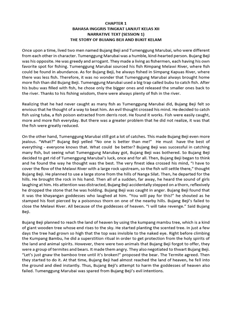 NARRATIVE CHAPTER 1 ENGLISH TL 12 | PDF