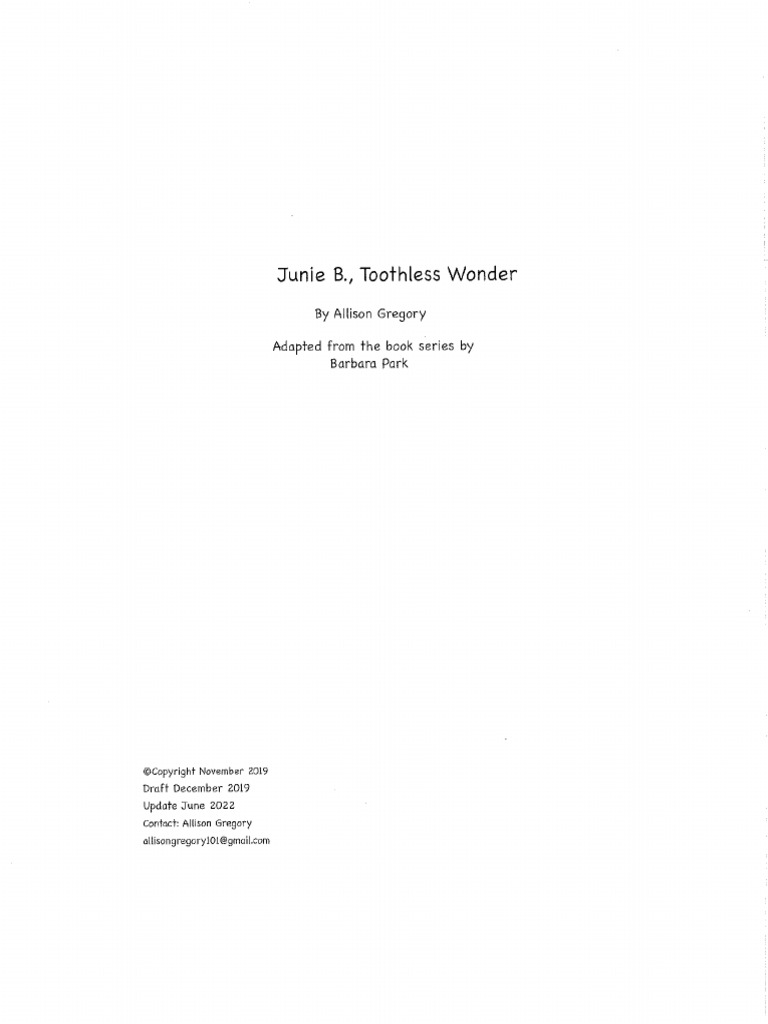 Junie B Jones, Toothless Wonder | PDF