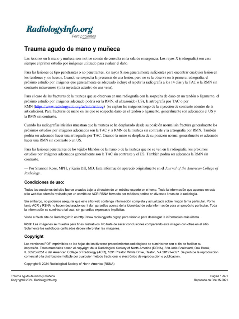 Acs Acute Hand and Wrist Trauma | PDF