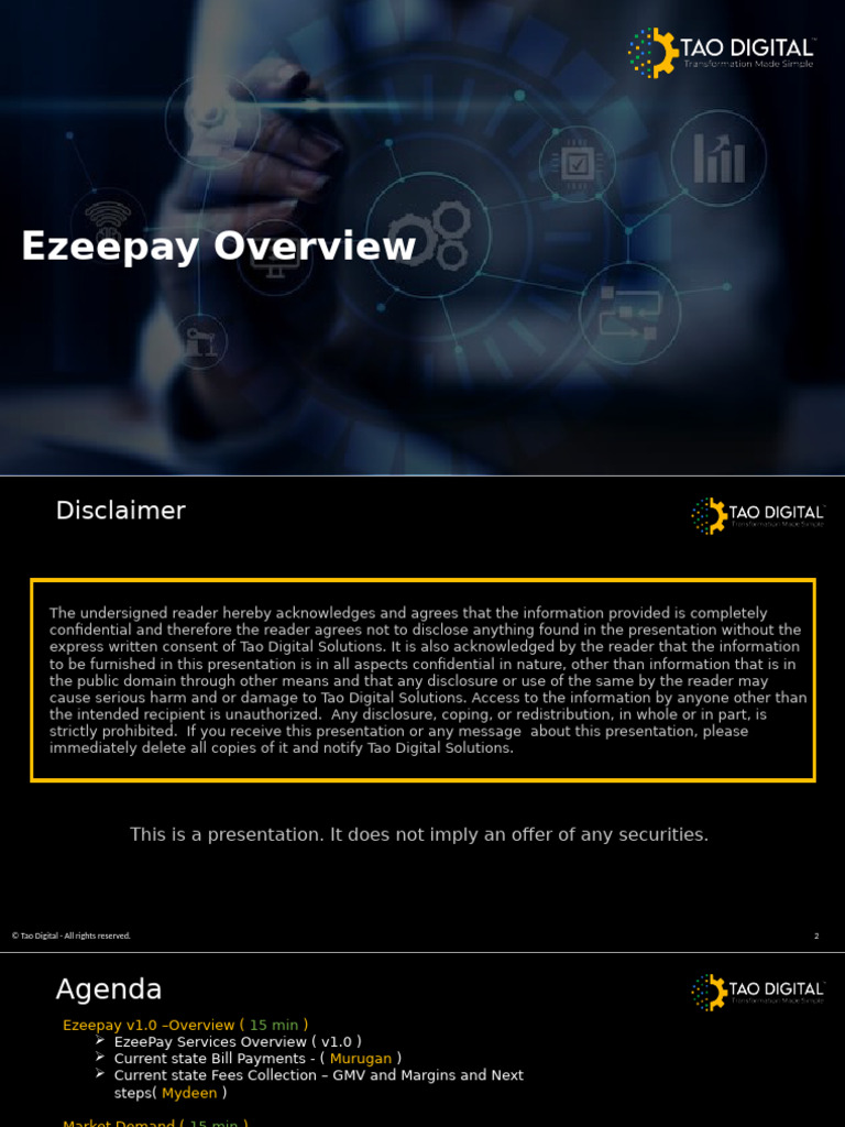 Tao Digital Corporate Presentation - Ezeepay Ver1.0 | PDF