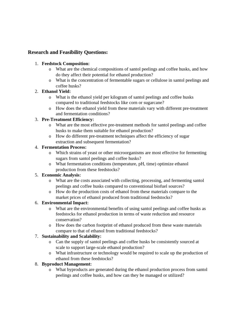 Research and Feasibility Questions | PDF