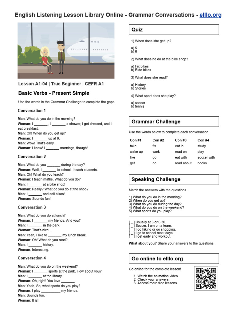Elllo A1 04C Verbs | PDF | Linguistics