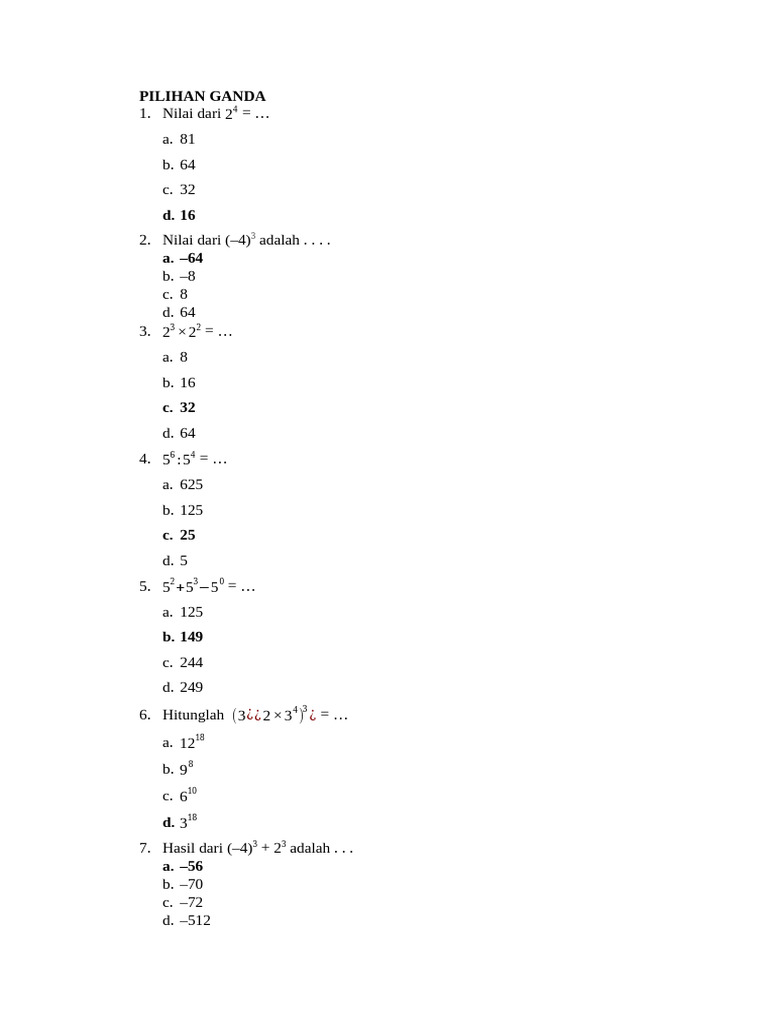 Naskah Soal ATS Ganjil Matematika Kelas 8 Tahun Ajaran 2024-2025 | PDF