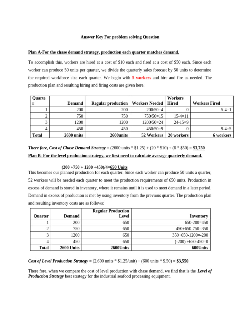 Anawer Key For OM Exam | PDF | Inventory | Business