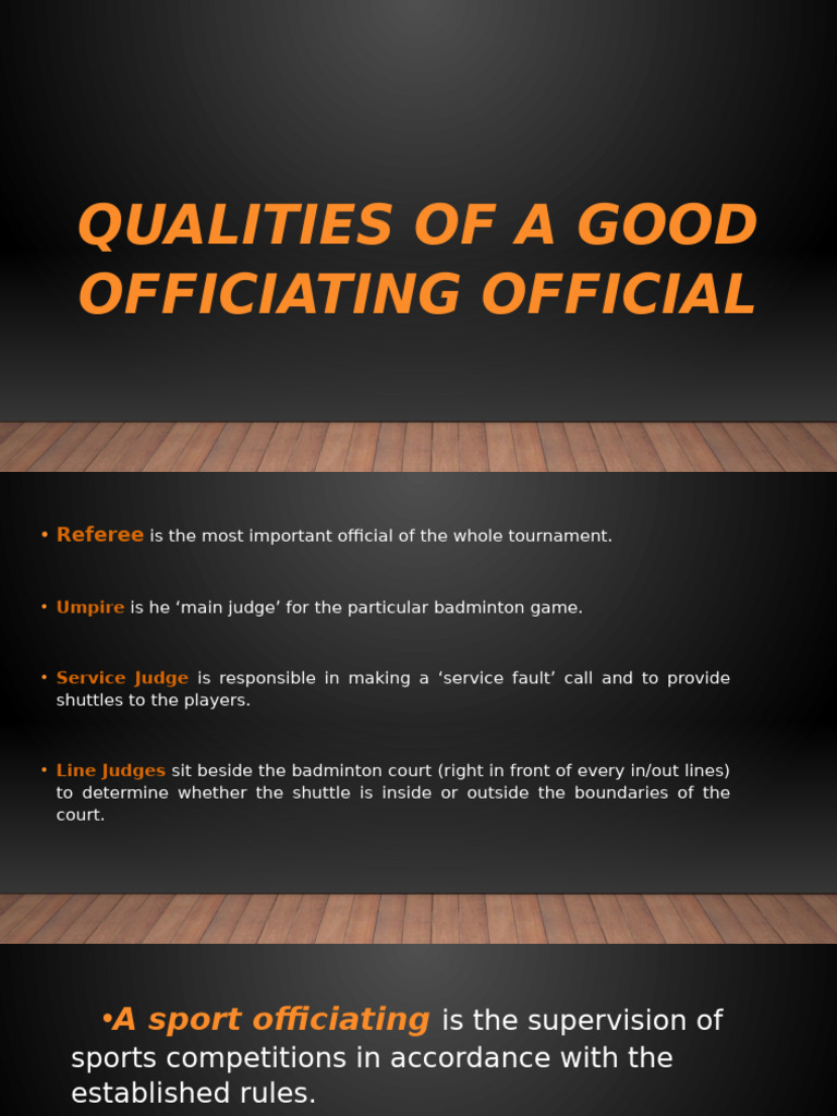 Qualities of A Good Officiating Official | PDF