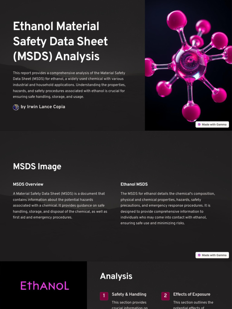 Ethanol Material Safety Data Sheet MSDS Analysis | PDF