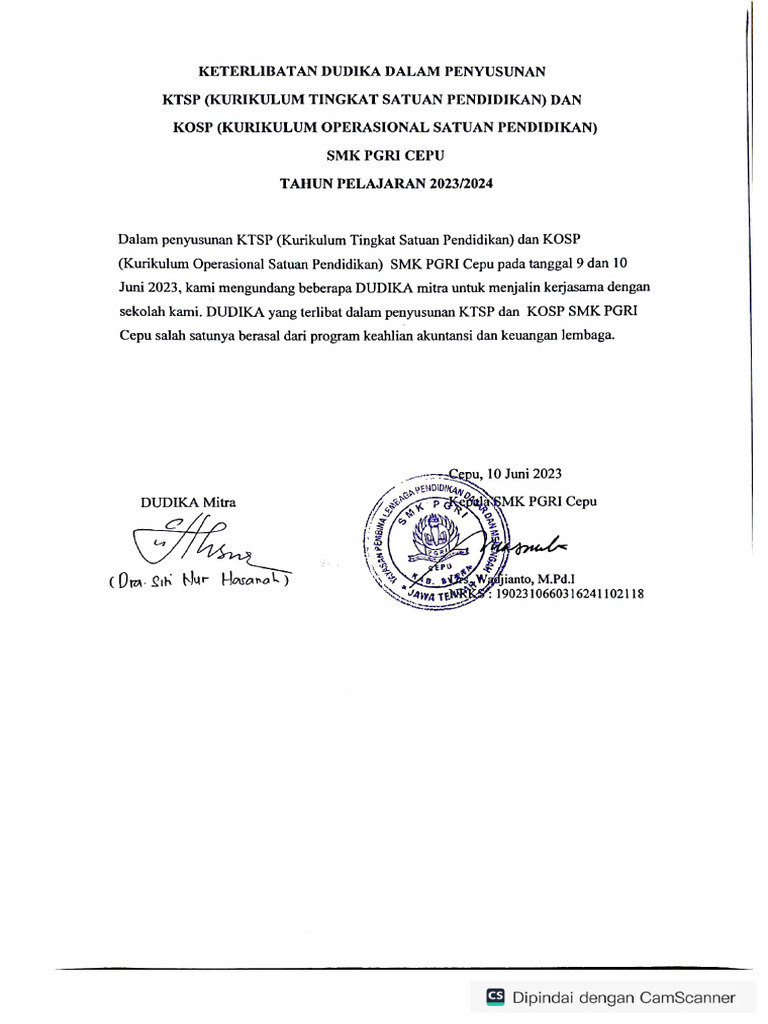 Keterlibatan Dudi DLM Penyusunan KTSP & Kosp (Akl) | PDF