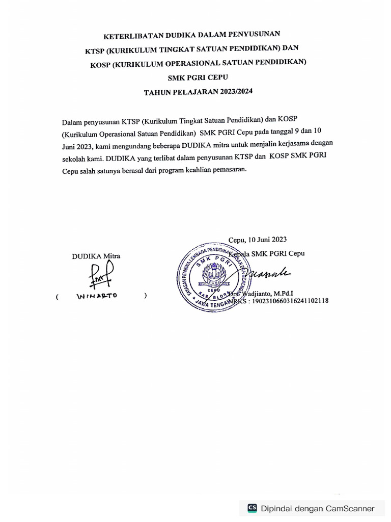 Keterlibatan Dudi DLM Penyusunan KTSP & Kosp (BDP) | PDF