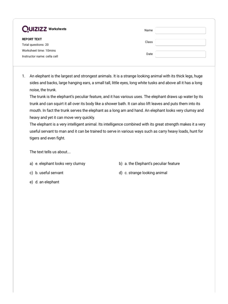 REPORT TEXT - Quizizz | PDF
