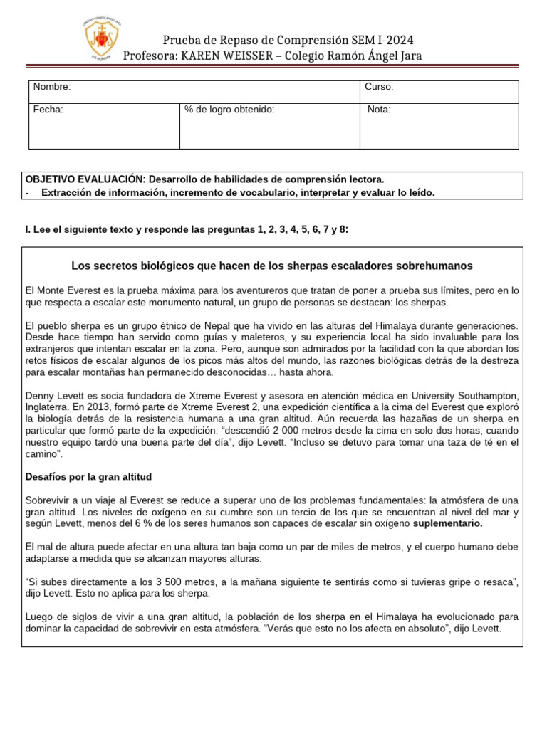 Prueba Repaso 8° | PDF