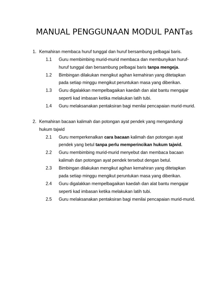 MANUAL PENGGUNAAN MODUL PANTas | PDF