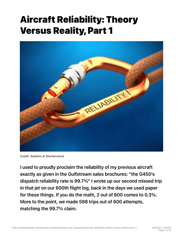 Aircraft Reliability - Theory Versus Reality, Part 1 - Aviation Week ...