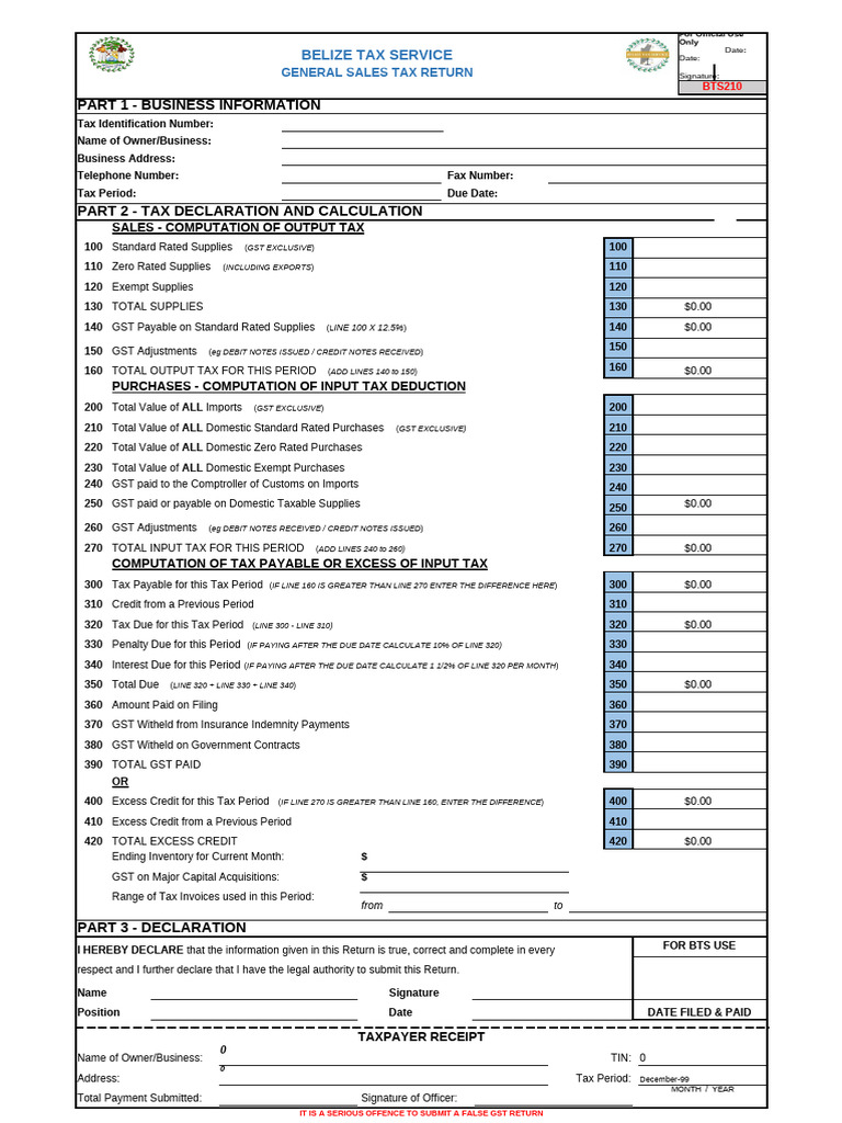 Gst 210 Fillable Form | PDF