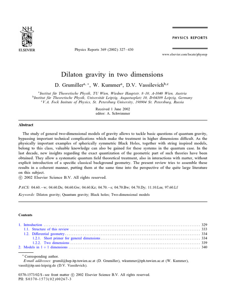 Grumiller Et Al. - 2002 - Dilaton Gravity in Two Dimensions | PDF | Quantum Gravity | Gauge Theory