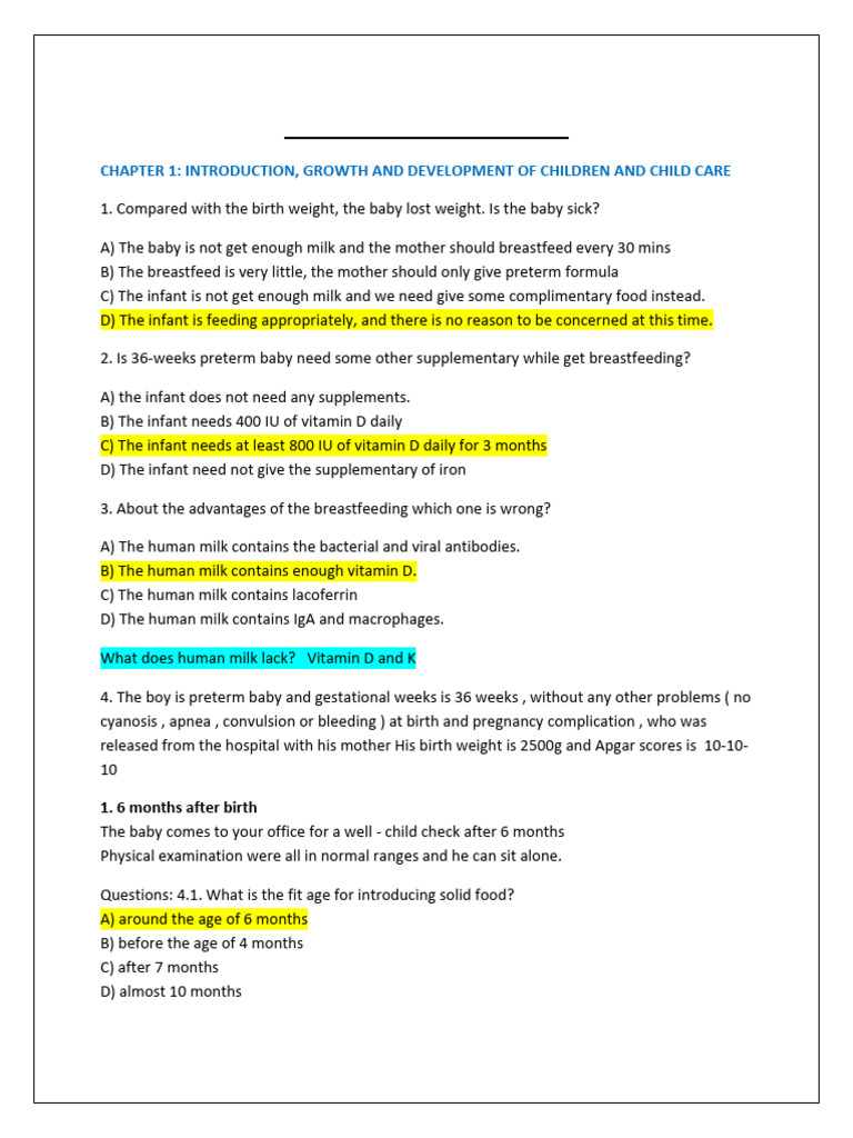 Paediatrics MCQ-2017 Batch | PDF