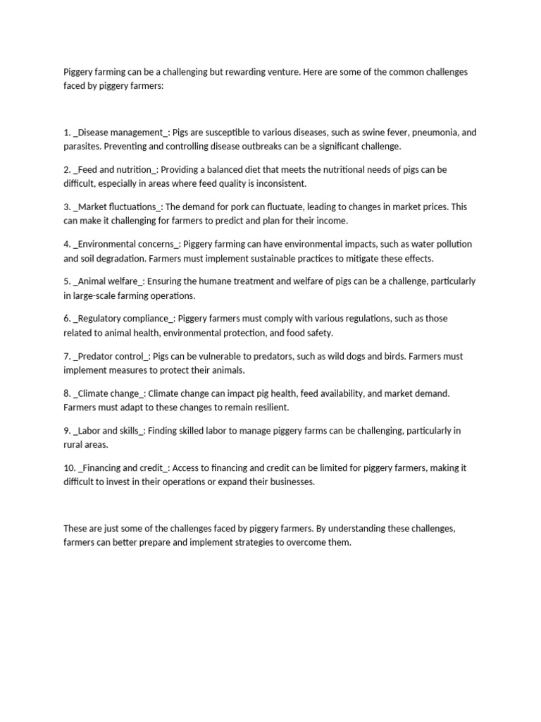 Piggery Farming | PDF