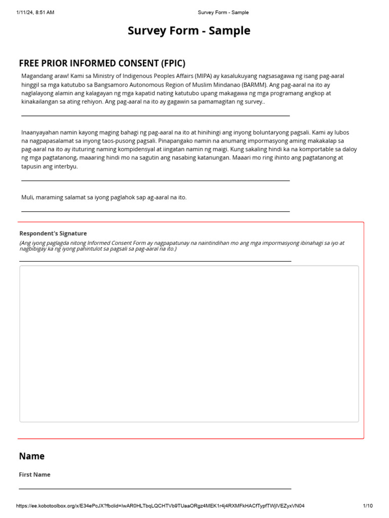 Survey Form - MIPA | PDF