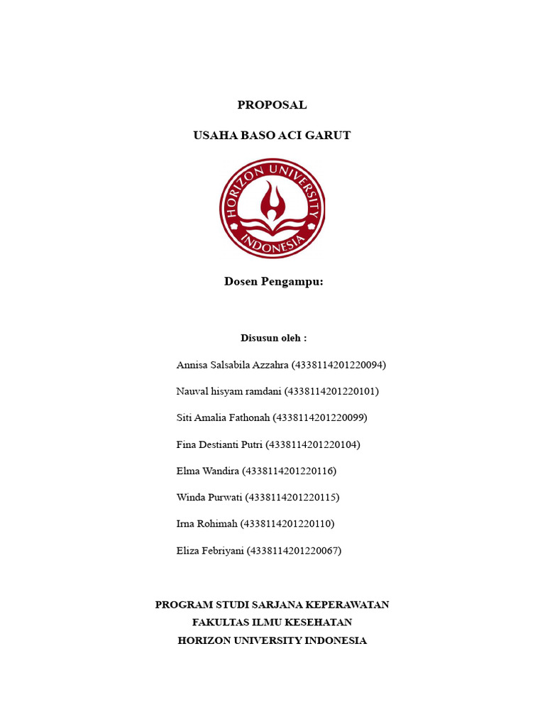 Proposal Usaha Baso Aci Garut | PDF | Bisnis