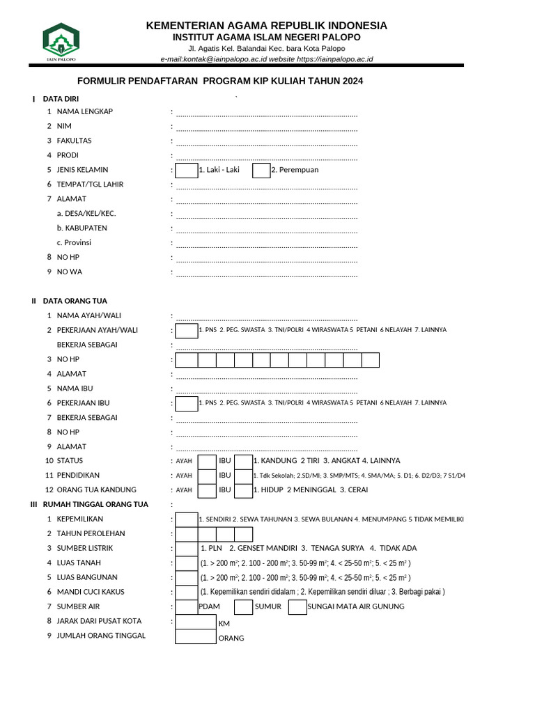 Formulir Kip 2024 (1) | PDF