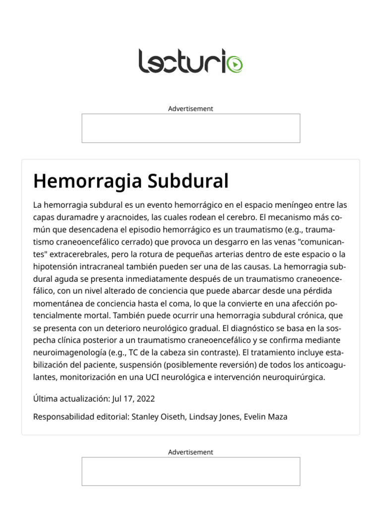 Hemorragia Subdural _ Concise Medical Knowledge | PDF Hemorragia Subdural _ Concise Medical Knowledge | PDF