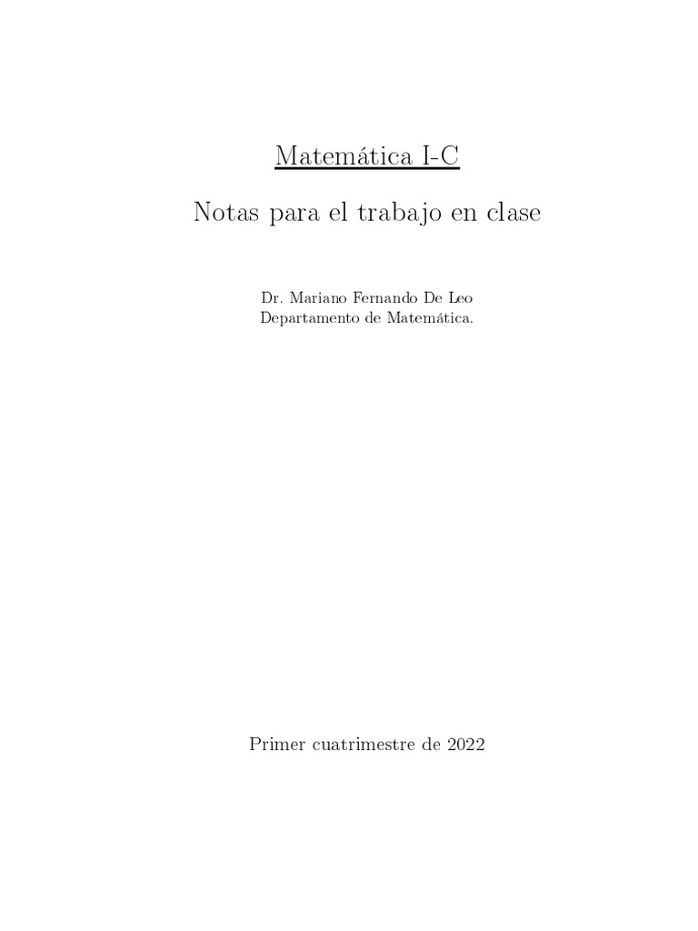 Notas Matemática I C Mariano de Leo | PDF