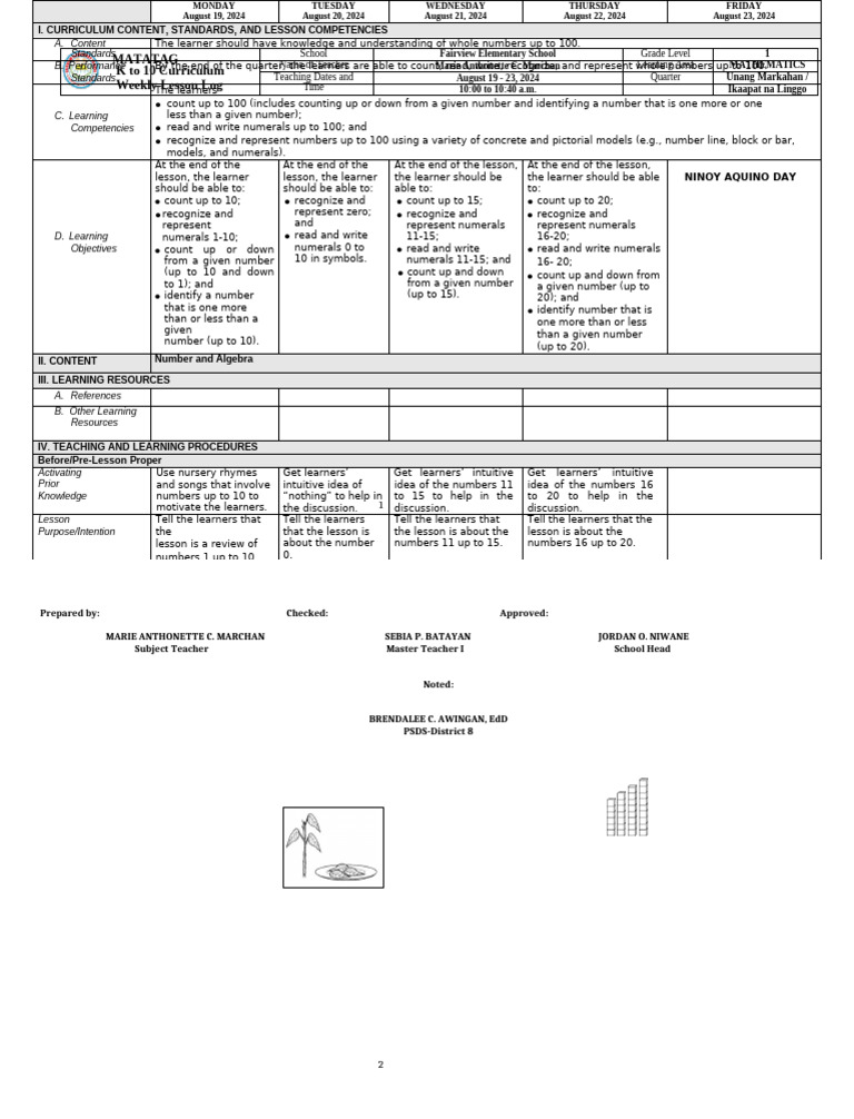 LE Math1 Q1 Wk3 Revised-Week-4 | PDF | Learning | Curriculum