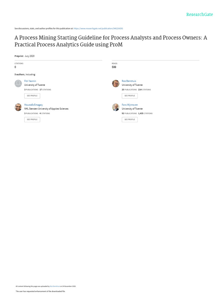 Whitepaper Process Mining Guidelines ProM | PDF