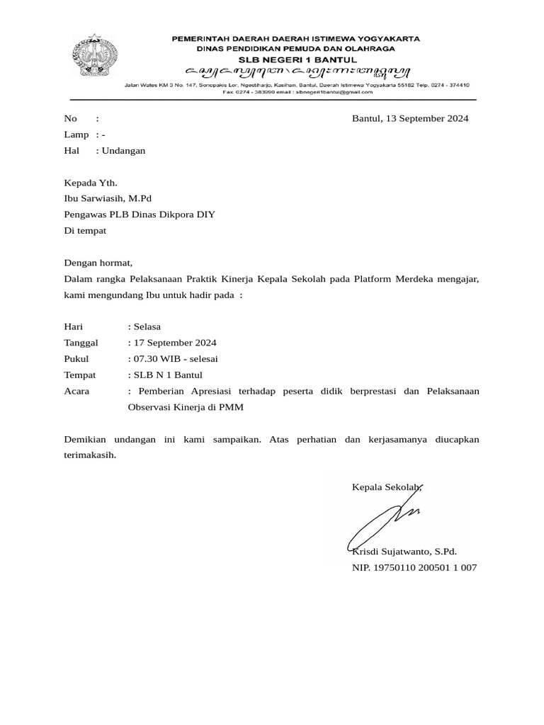 Surat Permohonan Bu Asih | PDF