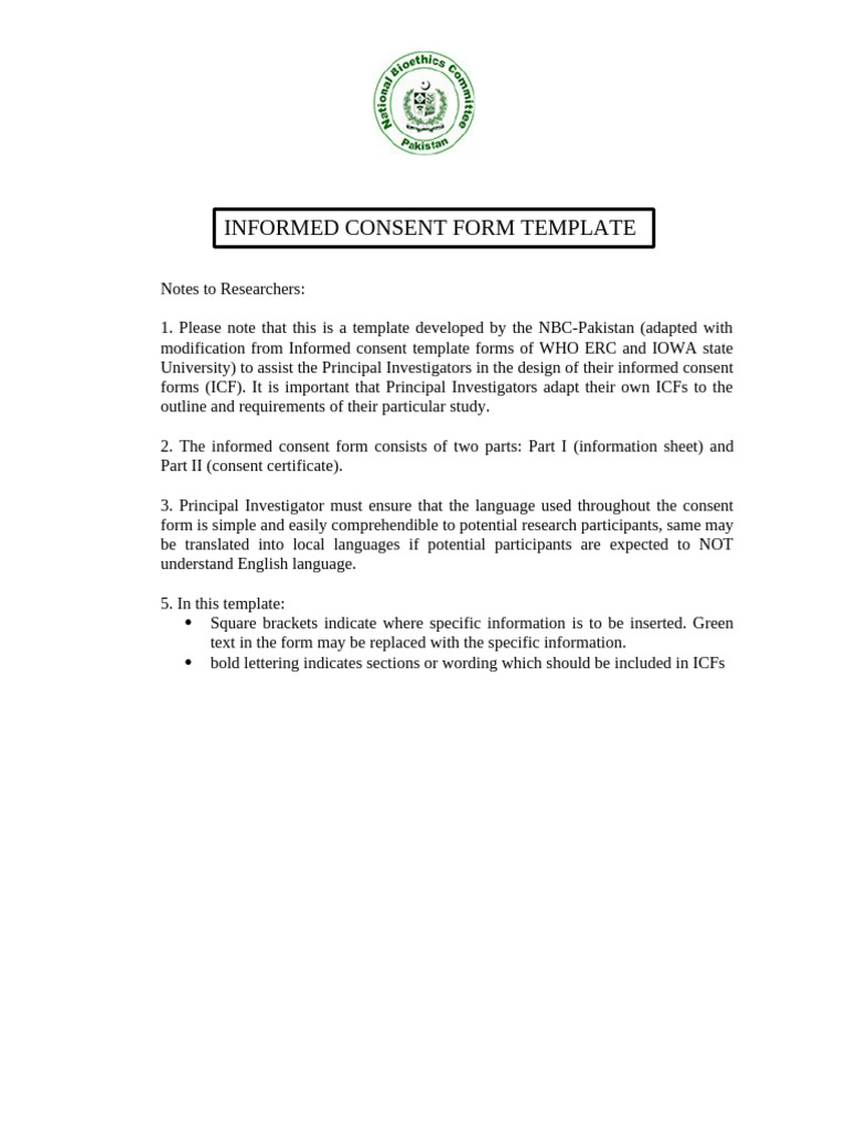 Revised NBC Consent Form Template | PDF